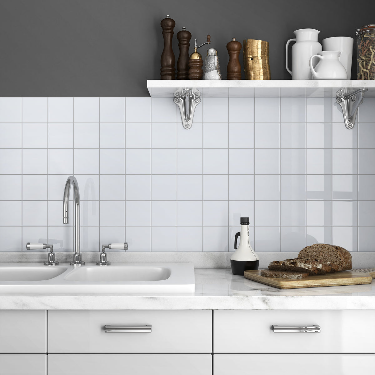 Tone Collection Glossy 6 In x 6 In Solid Color Ceramic Field Wall Tile ...
