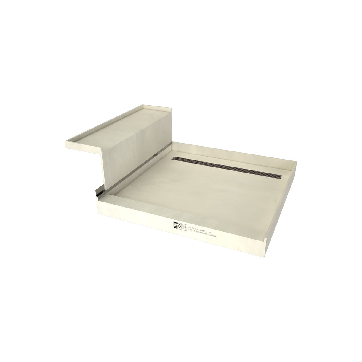 Base'N Bench® 48 In x 60 In Single Curb Shower Pan with Back Drain ...