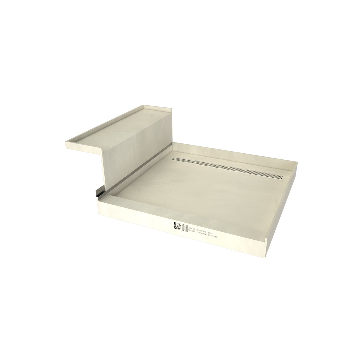 Base'N Bench® 48 In x 60 In Single Curb Shower Pan with Back Drain ...