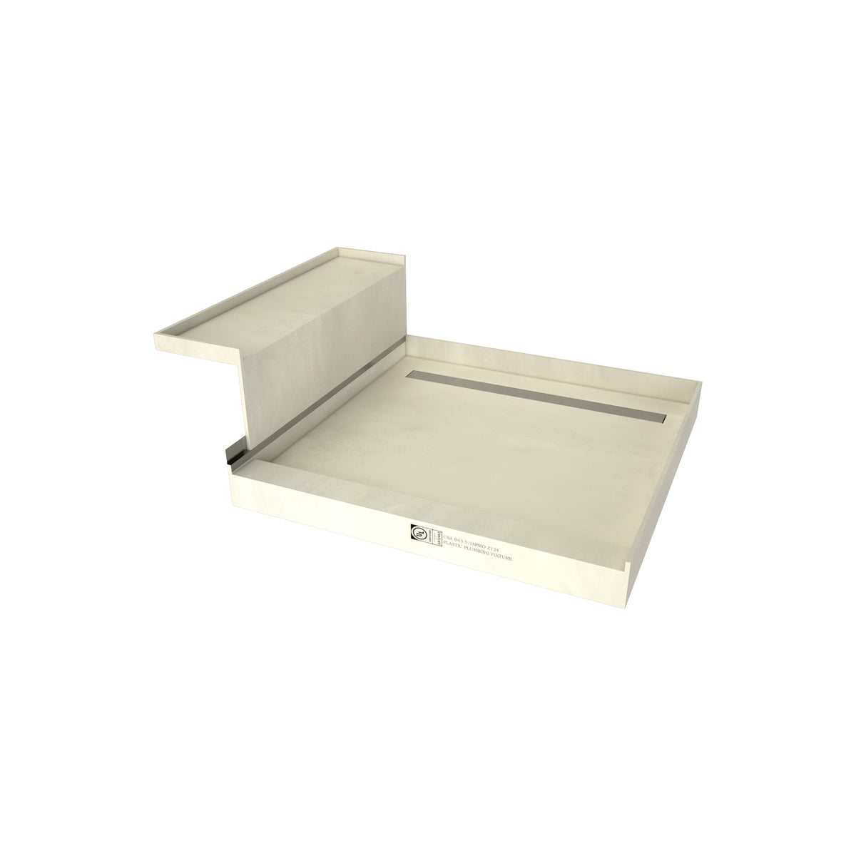 Base'N Bench® 48 In x 60 In Single Curb Shower Pan with Back Drain ...