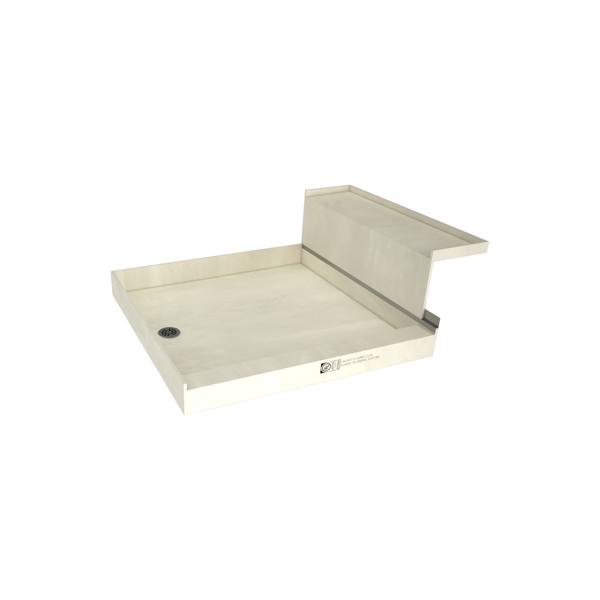 Base'N Bench® 48 In x 60 In Single Curb Shower Pan with Left Drain ...