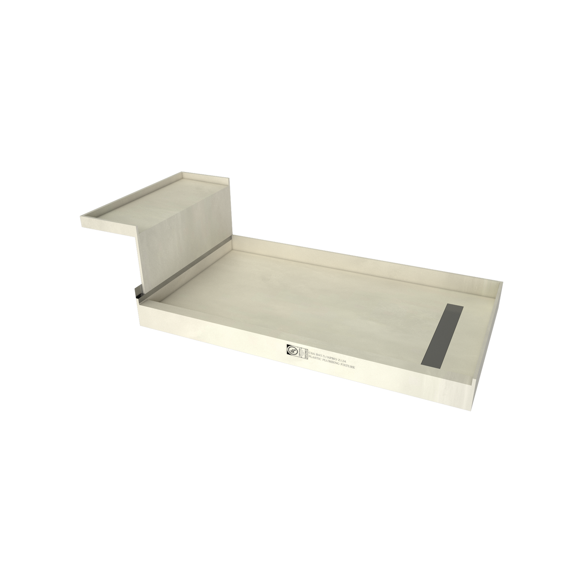 Base'N Bench® 30 In x 60 In Single Curb Shower Pan with Right Drain ...