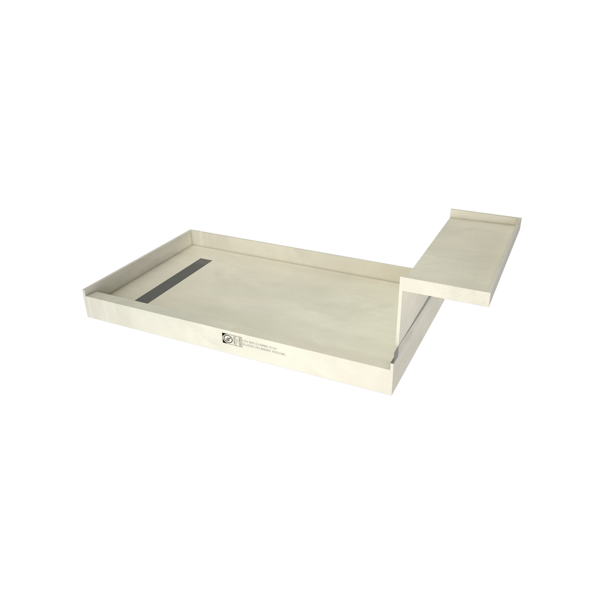 Base'N Bench® 32 In x 72 In Single Curb Shower Pan with Left Drain ...