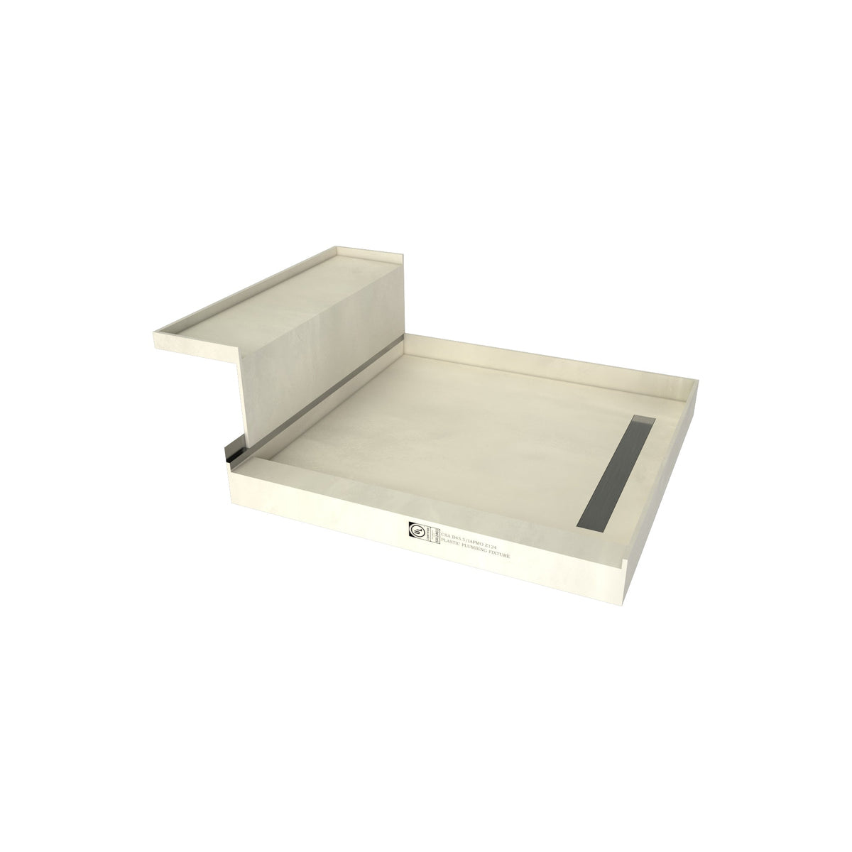 Base'N Bench® 48 In x 60 In Single Curb Shower Pan with Right Drain ...
