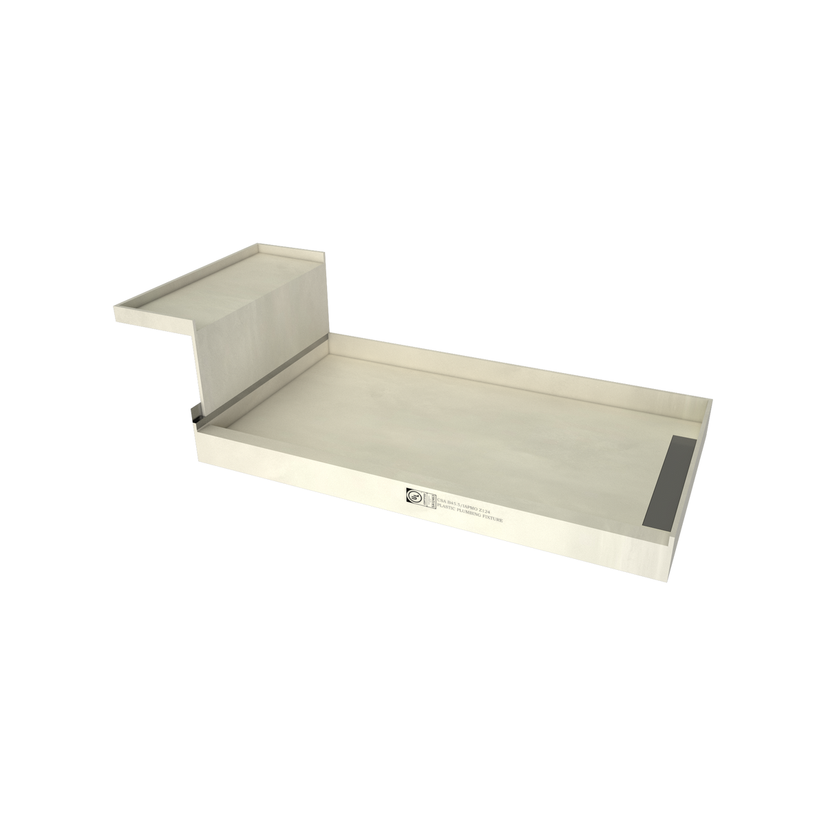Base'N Bench® 32 In x 72 In Single Curb Shower Pan with Right Drain ...