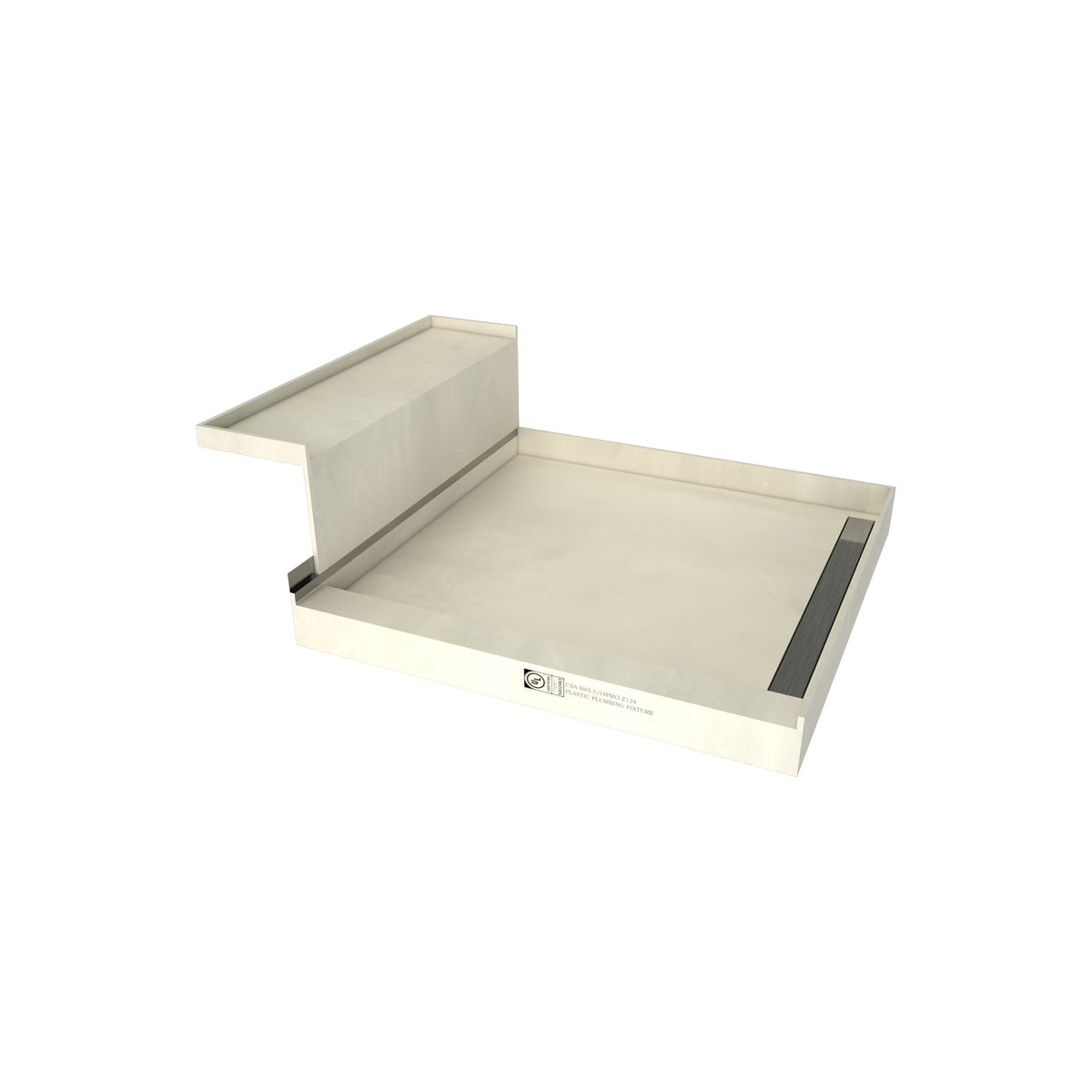 Base'N Bench® 48 In x 60 In Single Curb Shower Pan with Right Drain ...