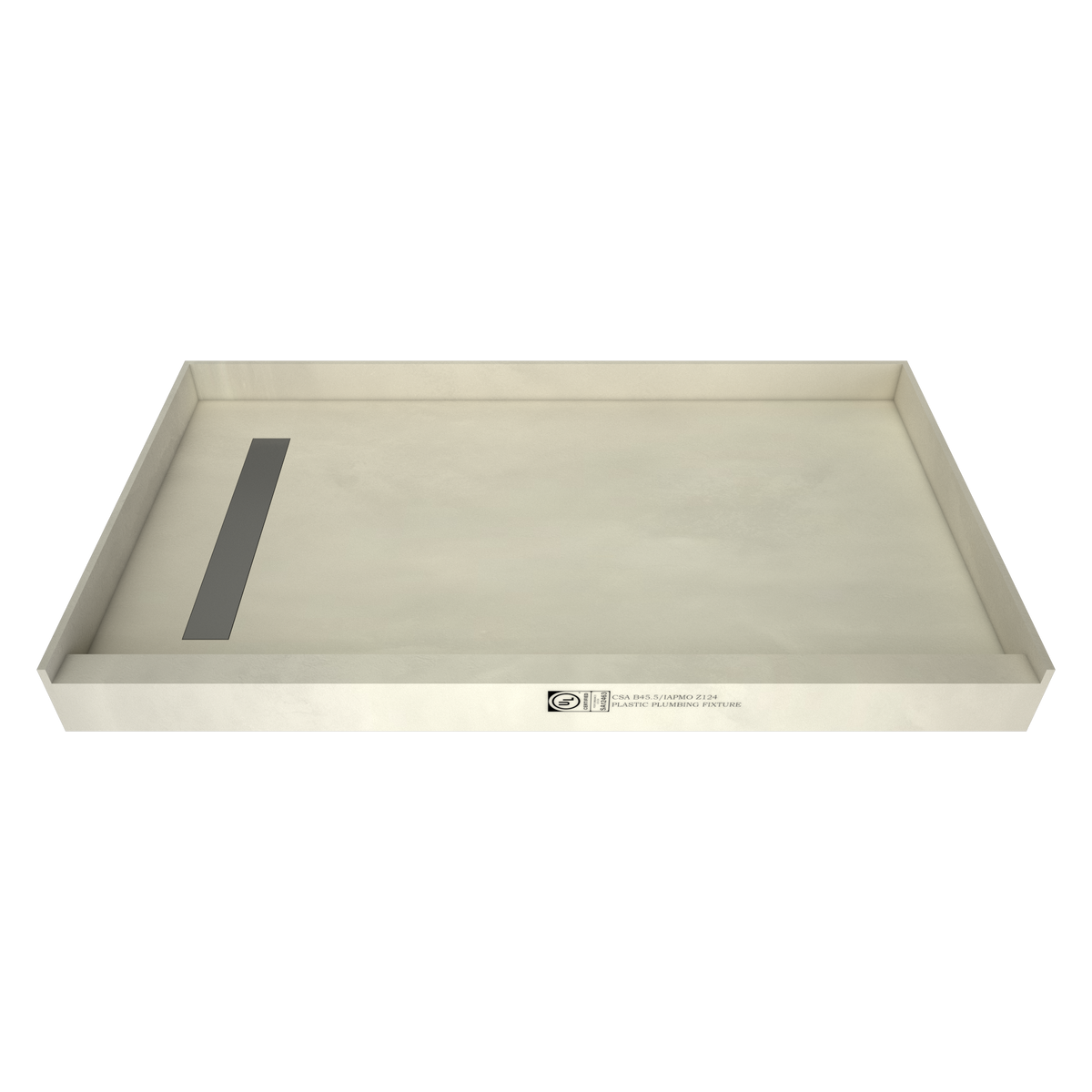 Redi Trench® 33 In x 60 In Single Curb Shower Pan with Left Drain and ...