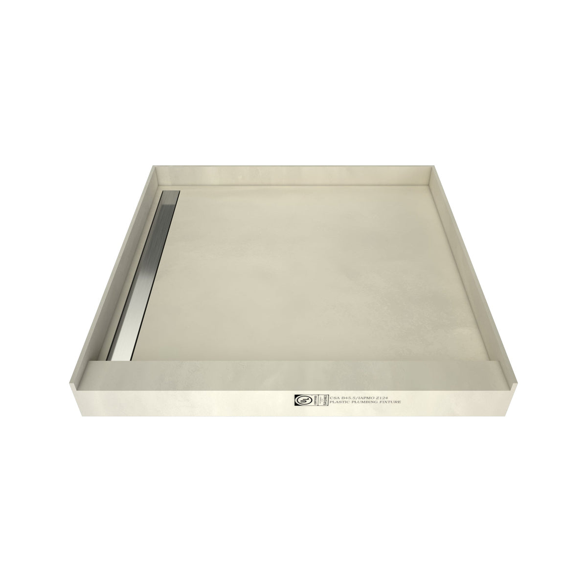 WonderFall Trench® 48 In x 48 In Single Curb Shower Pan with Left Drain ...