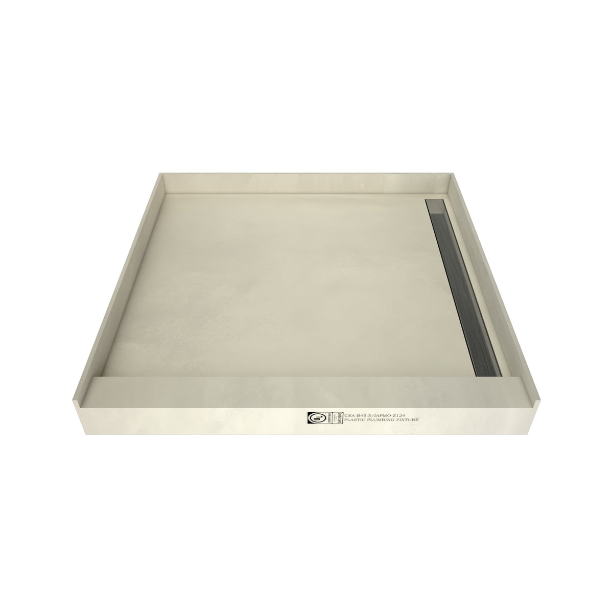 WonderFall Trench® 48 In x 48 In Single Curb Shower Pan with Right ...