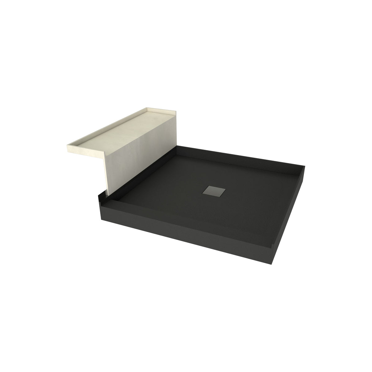 Base'N Bench® 48 In x 60 In Single Curb Shower Pan with Center Drain ...