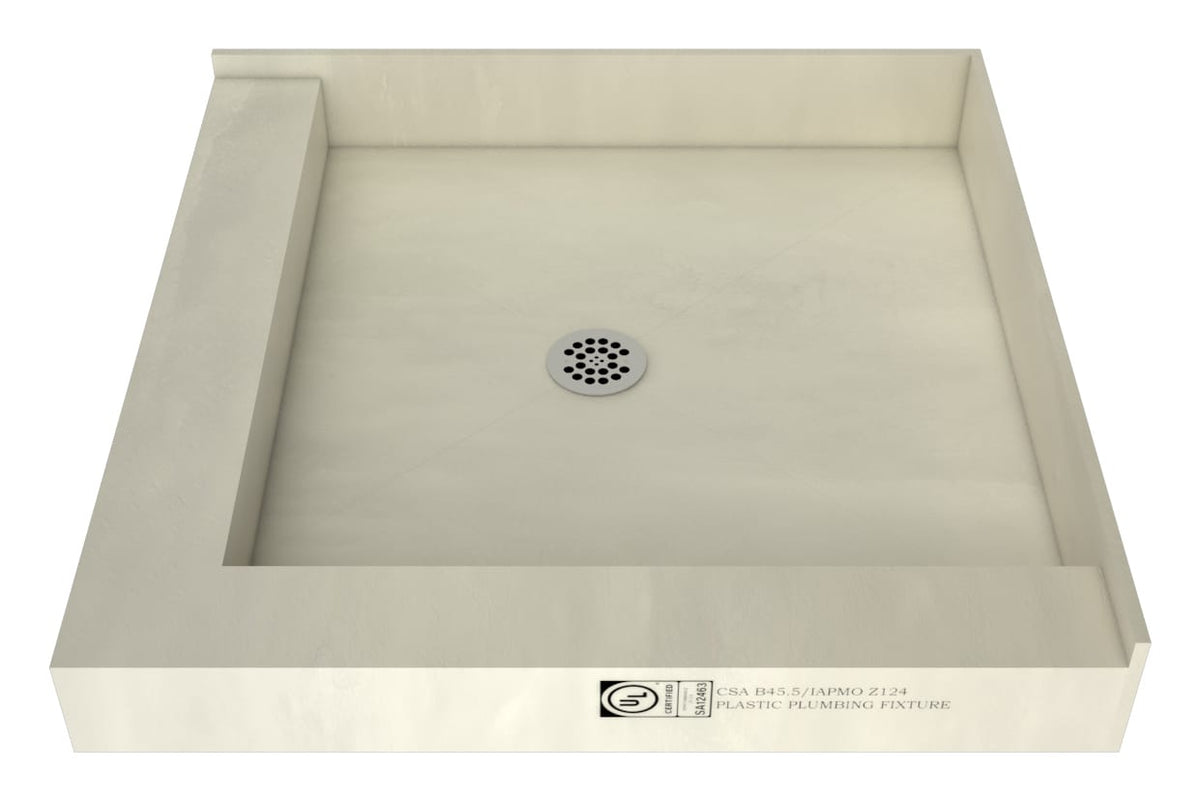 Redi Base® 42 In x 42 In Left Dual Curb Corner Shower Pan with Center ...