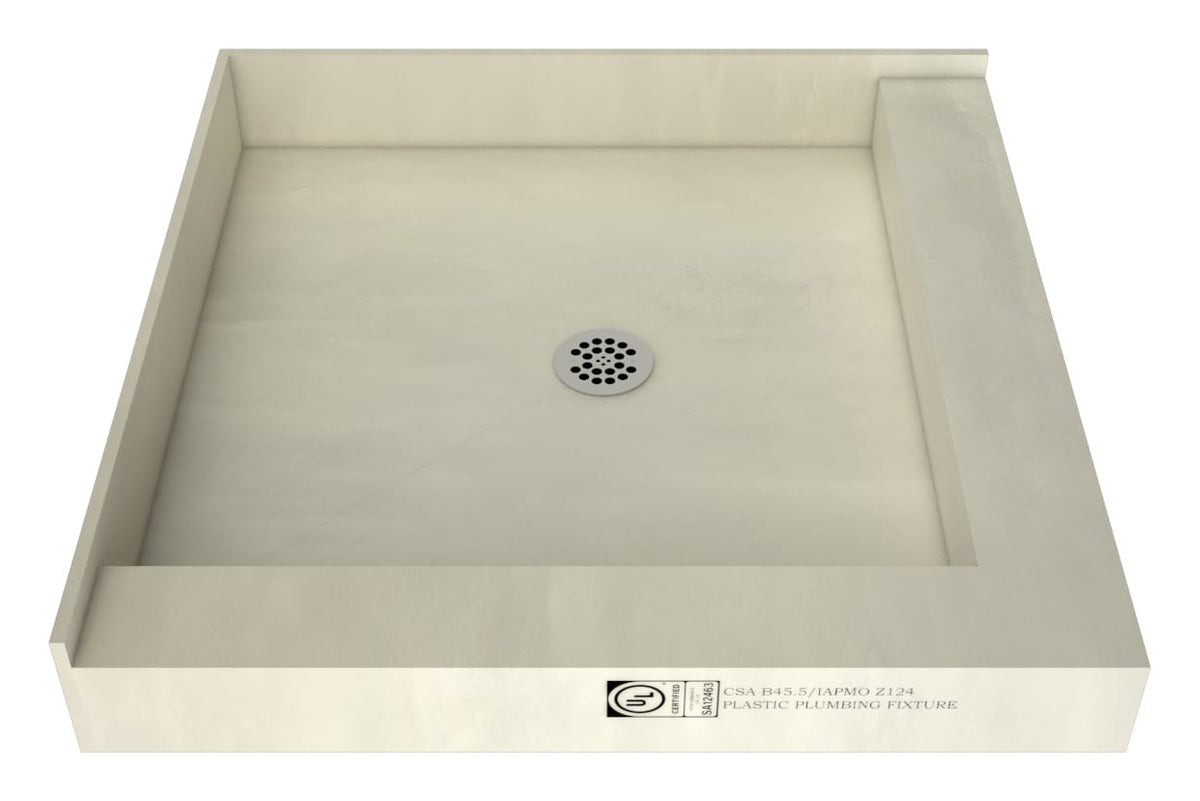 Redi Base® 42 In x 42 In Right Dual Curb Corner Shower Pan with Center ...