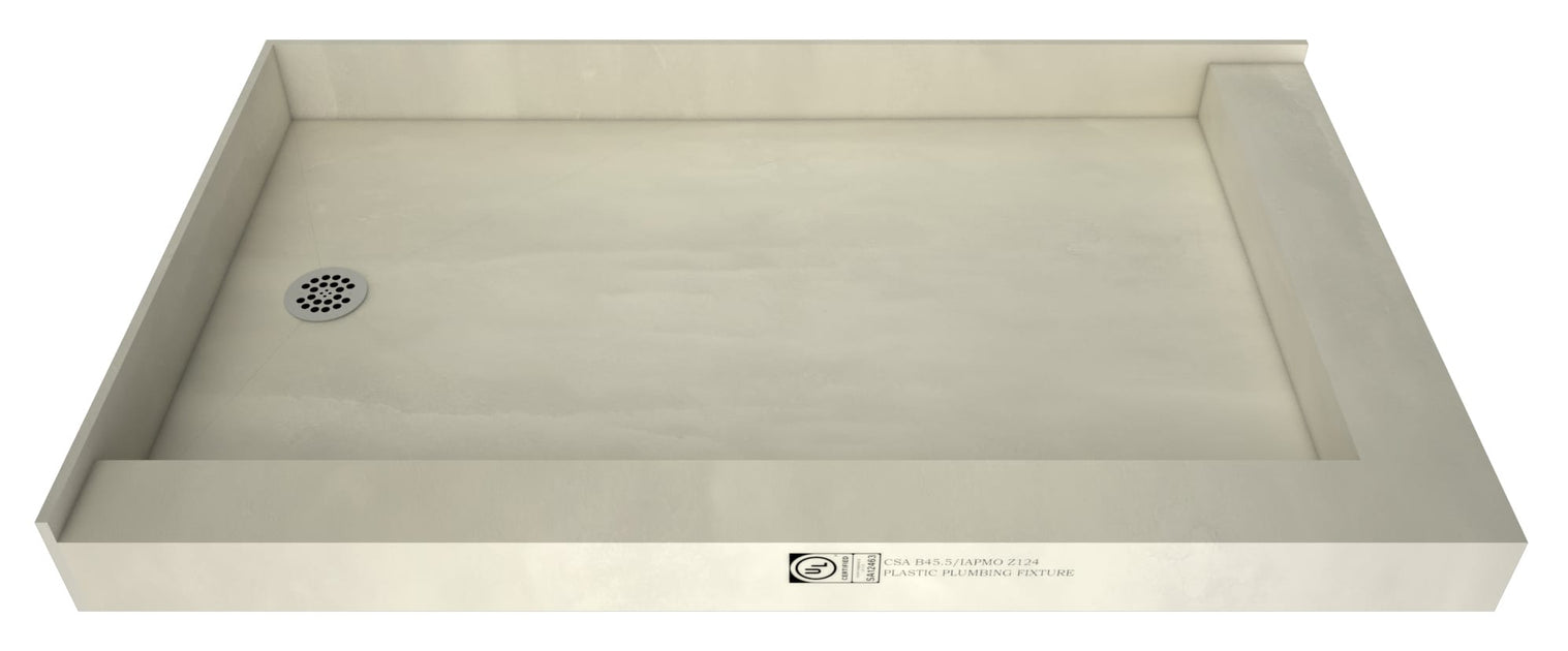 Redi Base Shower Pan, 30 x 48, Left Drain, Right Dual Curb — Tile Redi