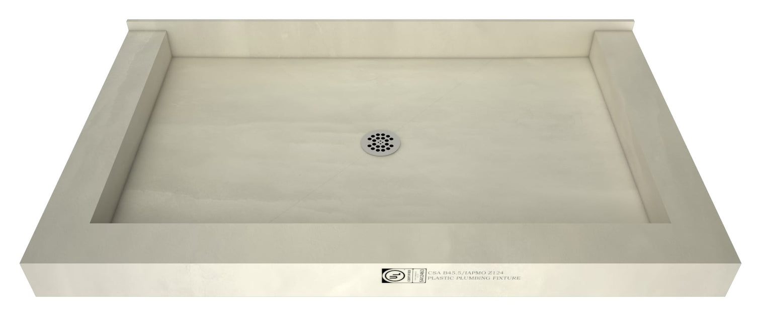 Redi Base® 32 In x 60 In Triple Curb Shower Pan with Center Drain and ...