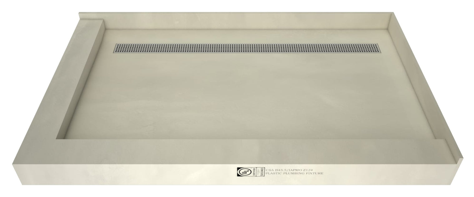 Redi Trench Shower Pan, 34 x 48, Back Drain, Left Dual Curb, Polished ...