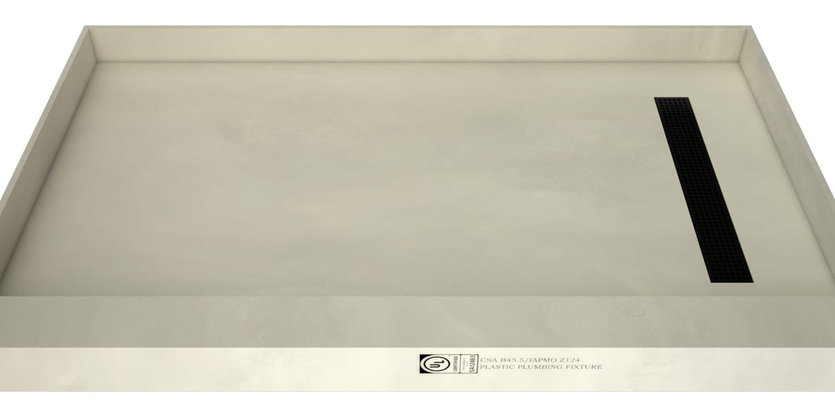 Redi Trench® 36 In x 48 In Single Curb Shower Pan with Right Drain and ...