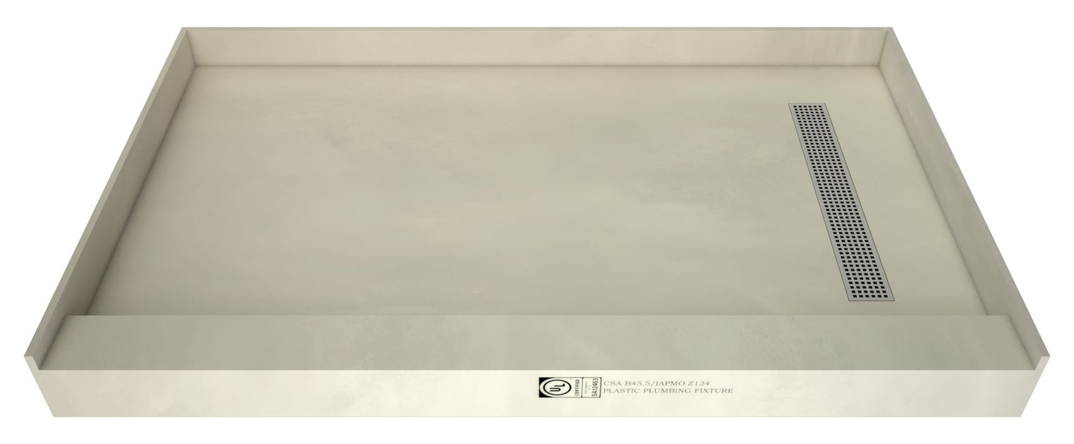 Redi Trench® 36 In x 42 In Single Curb Shower Pan with Right Drain and ...