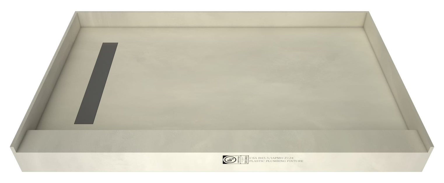 Redi Trench® 37 In x 54 In Single Curb Shower Pan with Left Drain and ...