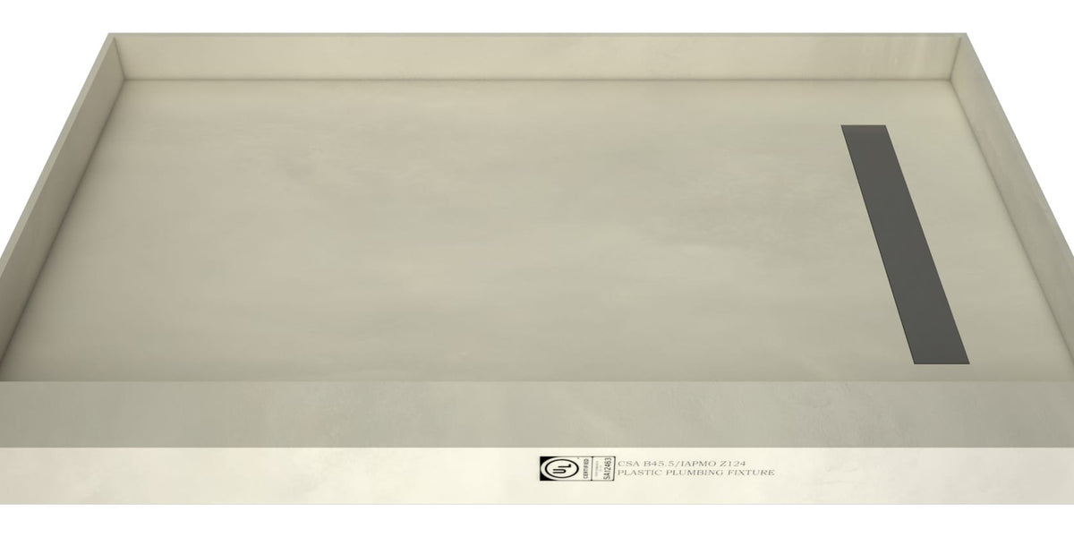 Redi Trench® 42 In x 60 In Single Curb Shower Pan with Right Drain and ...