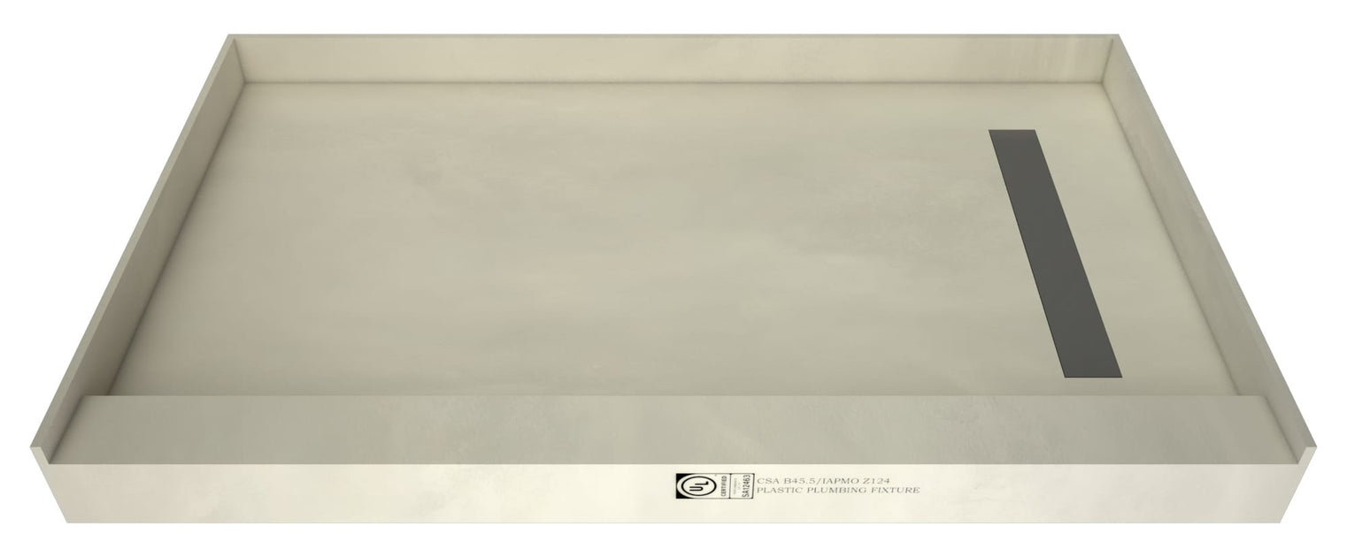 Redi Trench® 42 In x 60 In Single Curb Shower Pan with Right Drain and ...