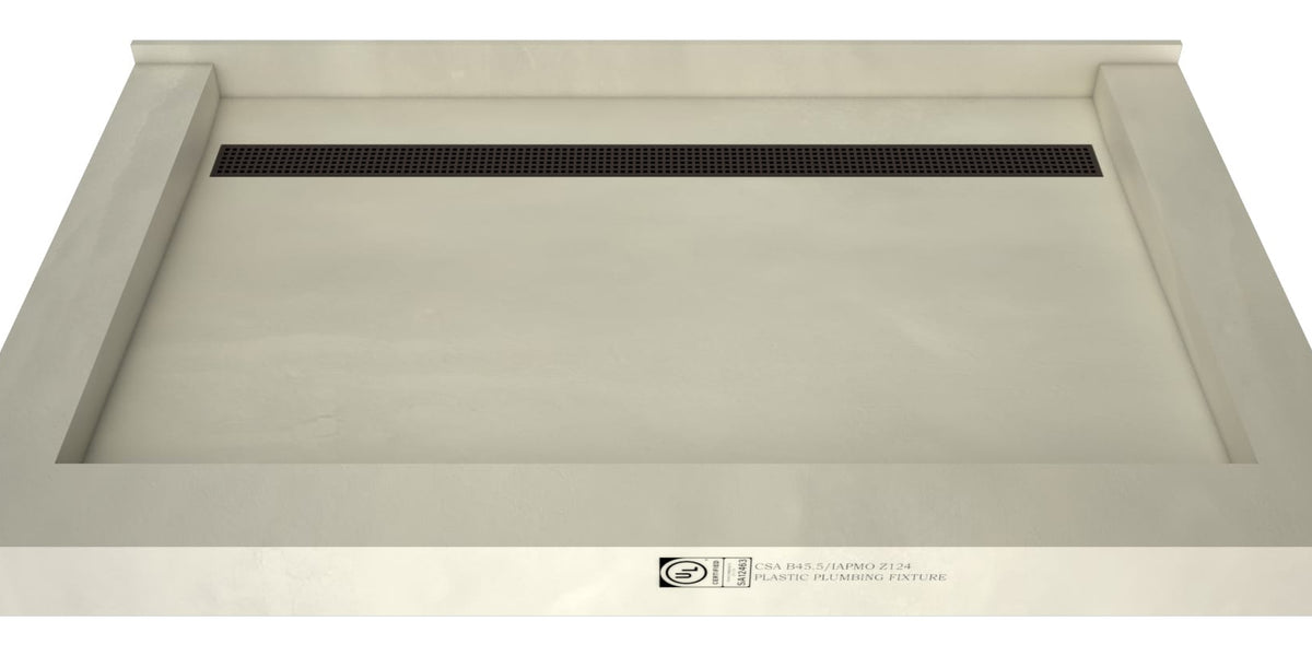 Redi Trench® 48 In x 72 In Triple Curb Shower Pan with Back Drain and ...