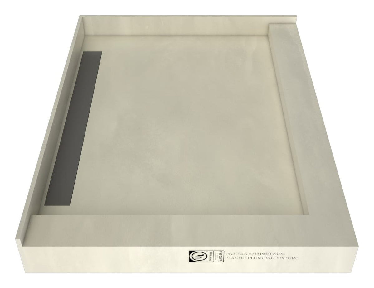 WonderFall Trench® 42 In x 36 In Right Dual Curb Corner Shower Pan with ...