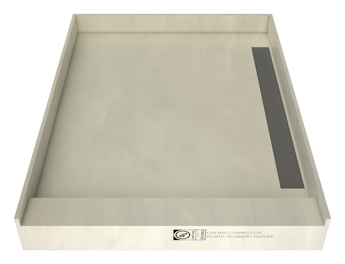 WonderFall Trench® 42 In x 36 In Single Curb Shower Pan with Right ...