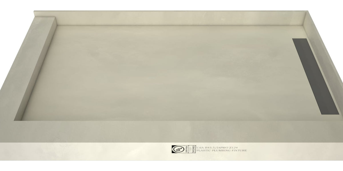 WonderFall Trench® 42 In x 72 In Left Dual Curb Corner Shower Pan with ...