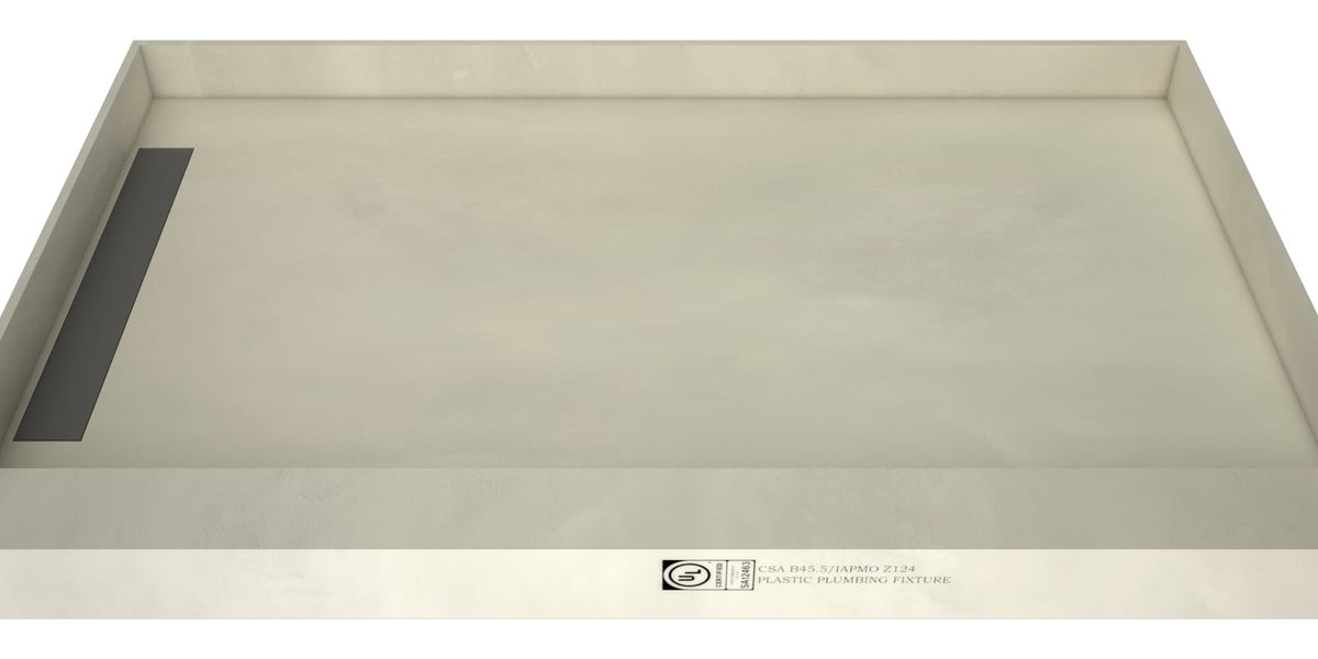 WonderFall Trench® 36 In x 60 In Single Curb Shower Pan with Left Drain ...