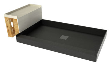 Base'N Bench® 42 In x 60 In Single Curb Shower Pan with Center Drain ...